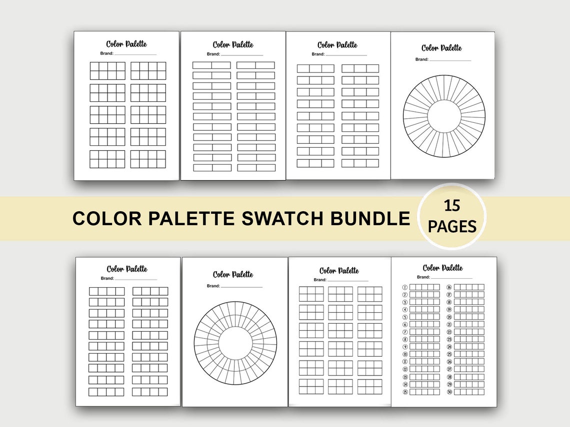 Color Palette Swatch Chart Bundle, Printable, Blank Color Swatch, Ink ...