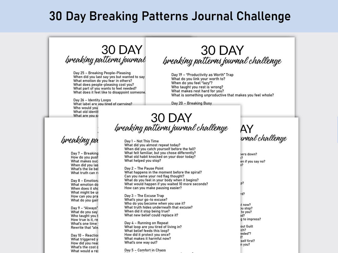30 Day Breaking Patterns Journal Challenge Printable, Challenge ...