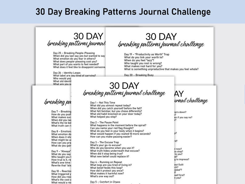 30 Day Breaking Patterns Journal Challenge Printable, Challenge ...