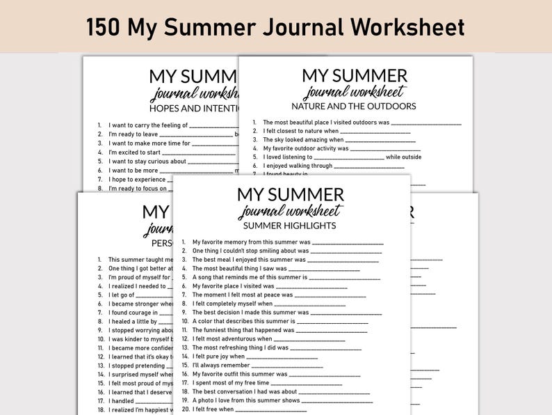My Summer Printable Worksheet, Journal Printable, Fill-in-the-blank ...