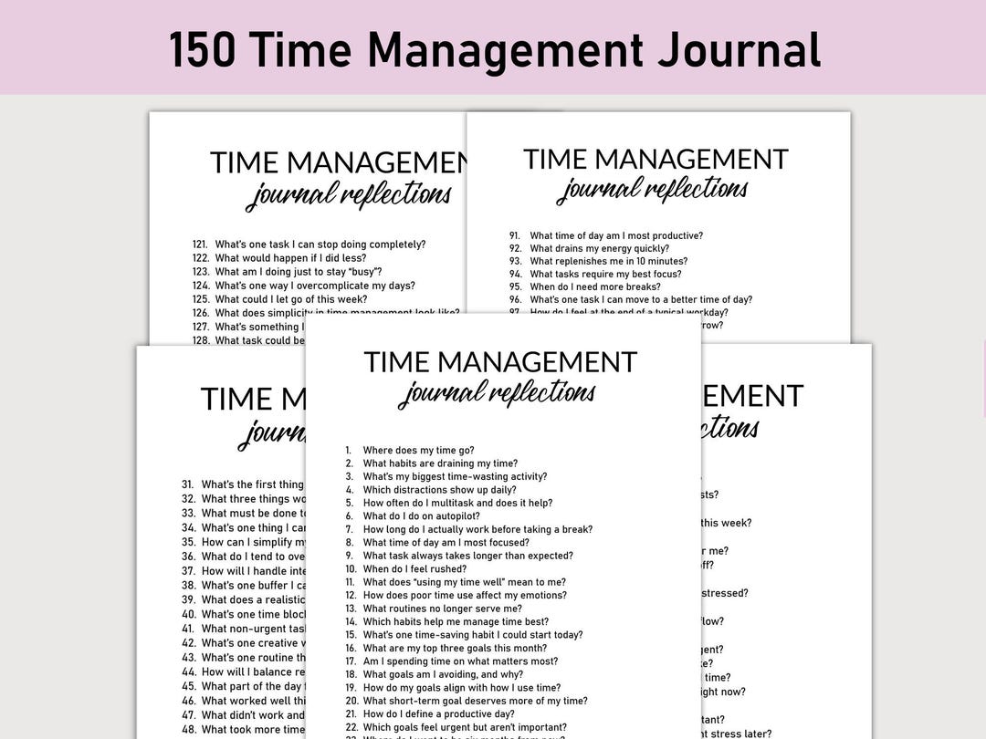 150 Time Management Journal, Printable, Journal, Self-discovery ...