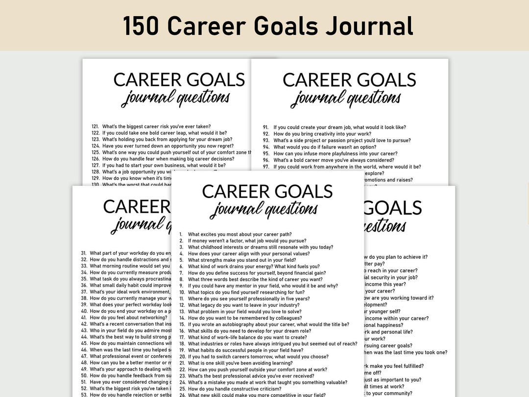 150 Career Goals Journal, Printable, Journal, Reflections, Professional ...