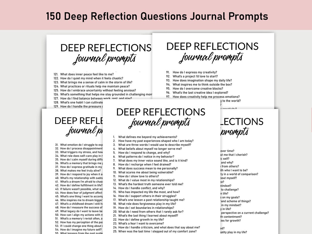 150 Deep Reflection Questions Journal Prompts, Journal Prompts, Healing ...