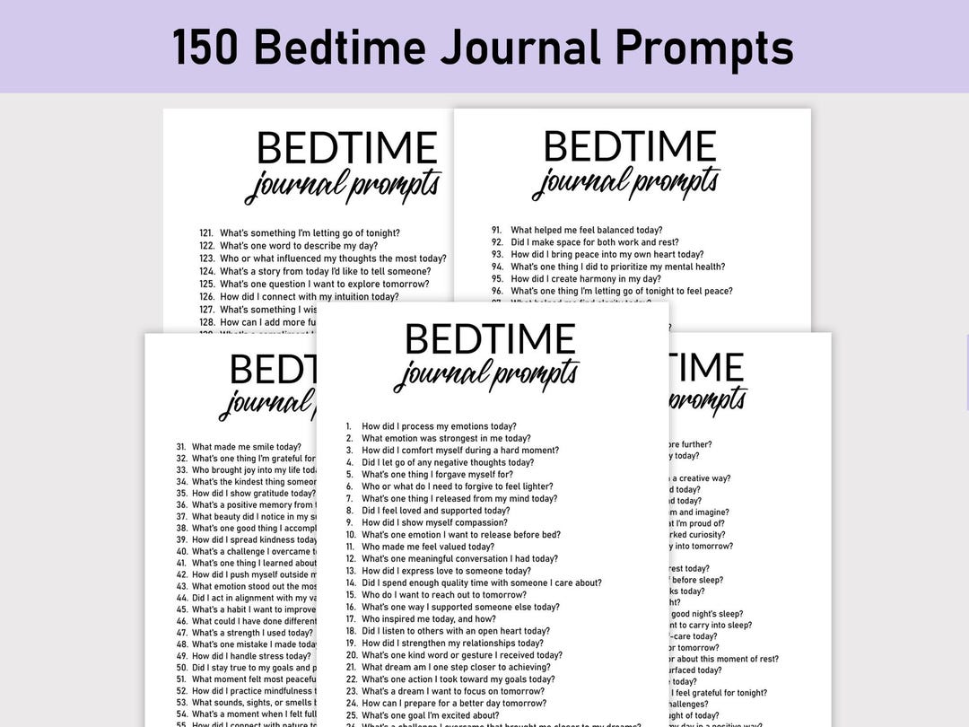 150 Bedtime Journal Prompts, Printable, Journal, Minimalist ...