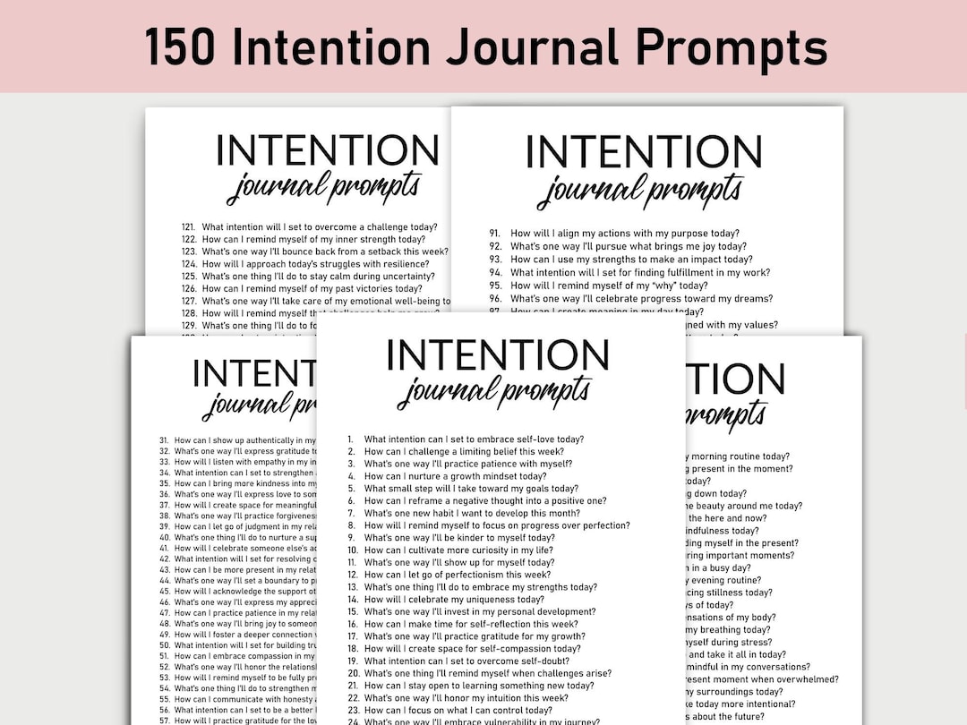 150 Intention Journal Prompts, Printable, Journal, Minimalist ...