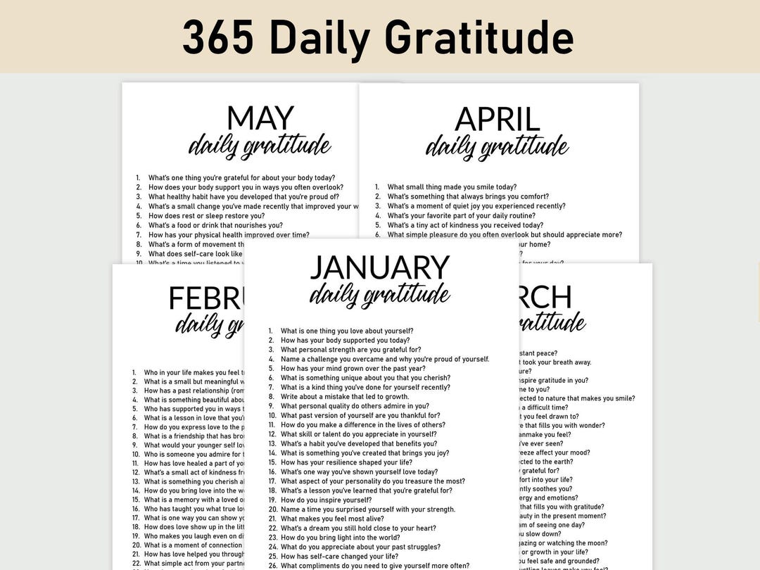 365 Daily Gratitude Journal Prompts , Printable, Journal, Minimalist ...