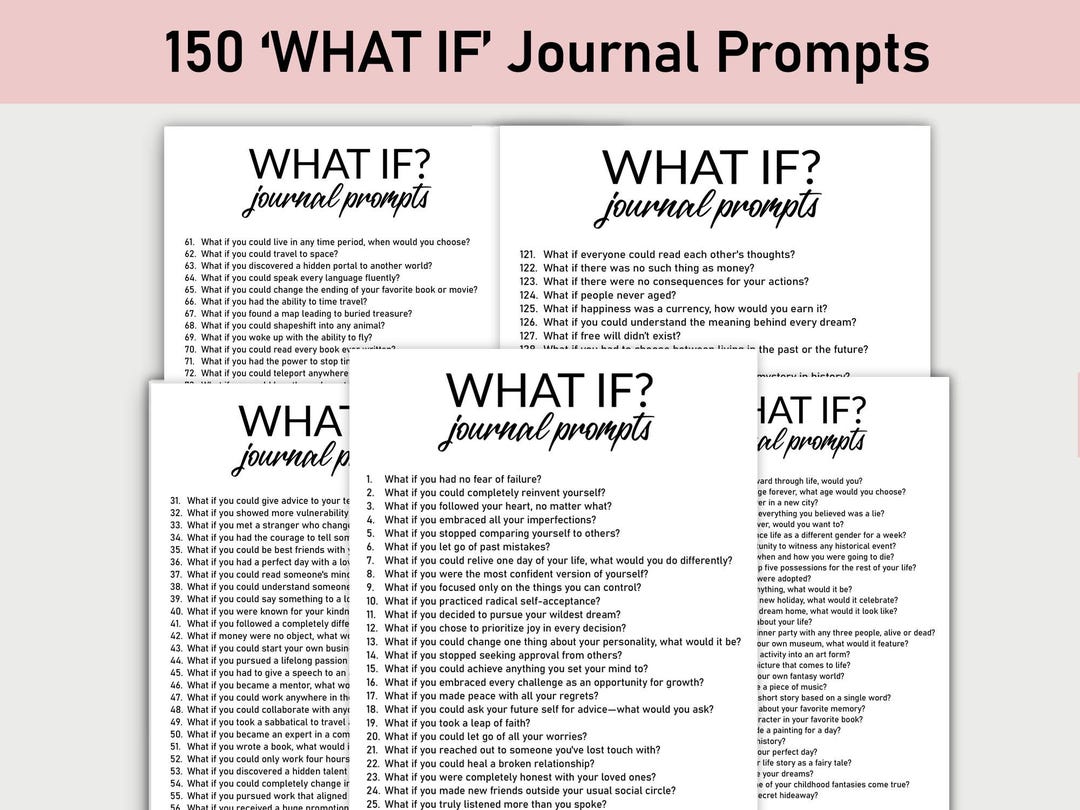 150 What If Journal Prompts , Printable, Journal, Minimalist ...
