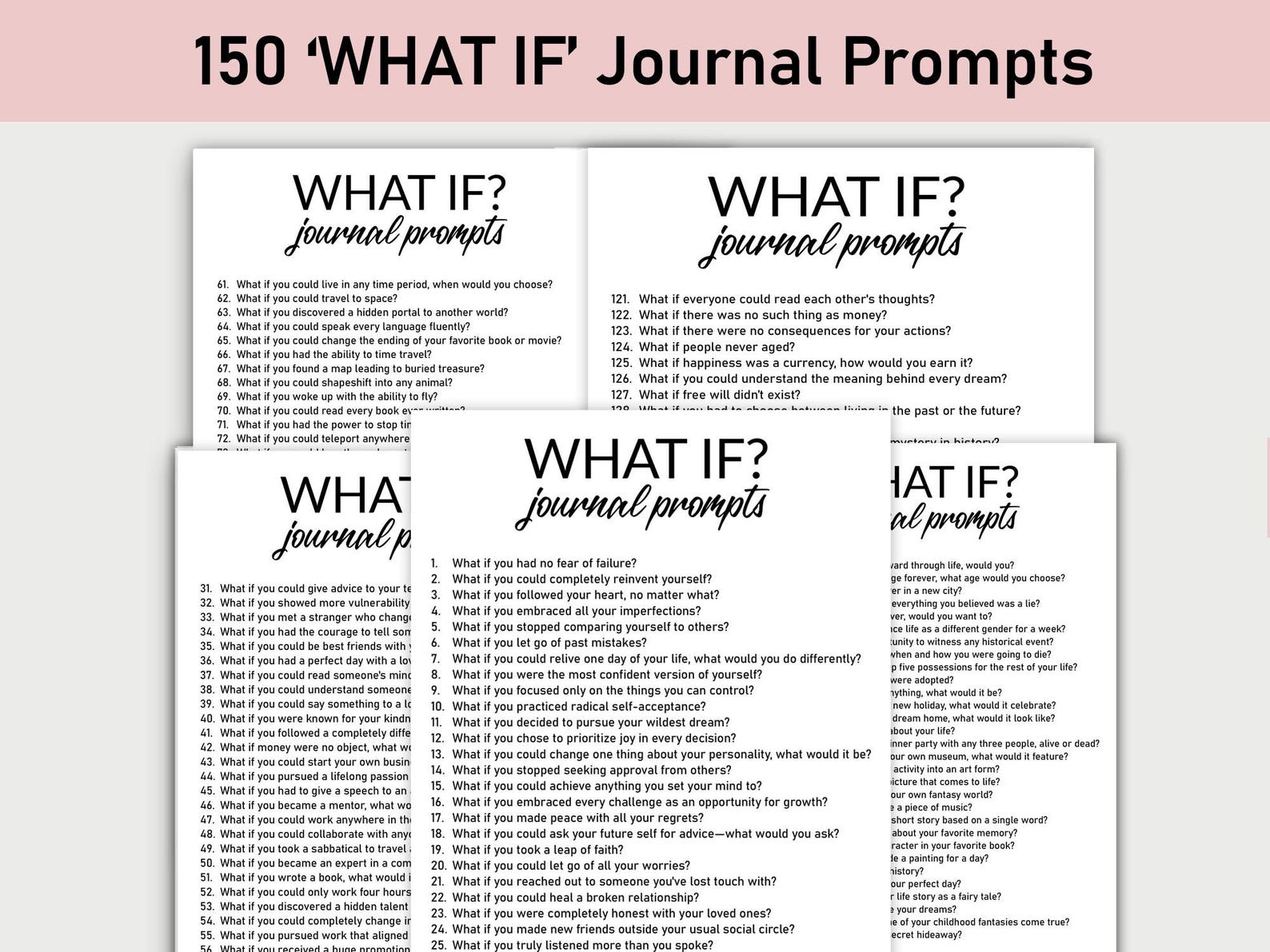 150 What If Journal Prompts , Printable, Journal, Minimalist ...