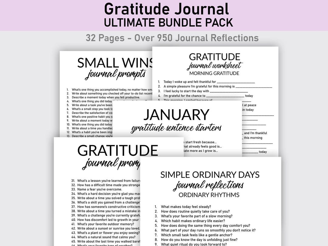 Gratitude Journal Bundle, Printable Journaling Kit, Ultimate Bundle ...