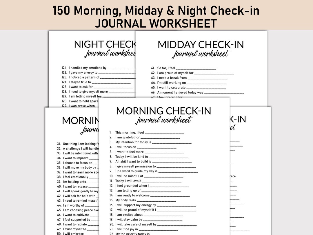 Morning and Night Check-in Printable Worksheet, Journal Printable, Fill ...