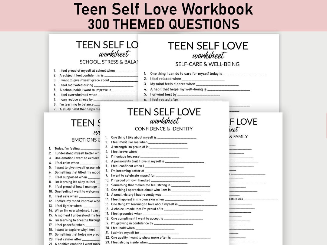 300 Teen Self Love Workbook, Printable, Journal Worksheet, Confidence ...