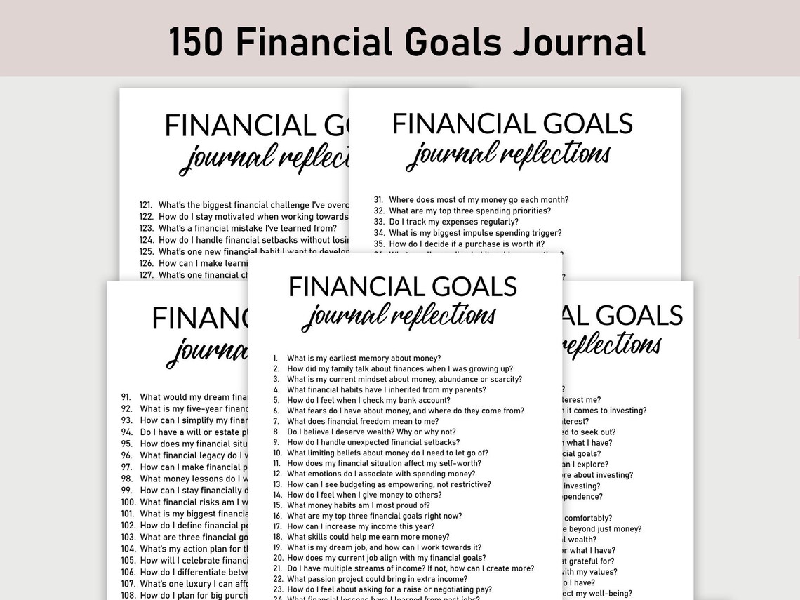 150 Financial Goals Journal, Printable, Journal, Reflections, Budgeting ...
