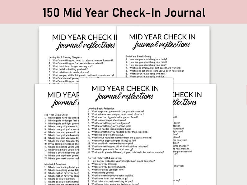 150 Mid Year Check-in Journal, Printable, Journal, Minimalist ...
