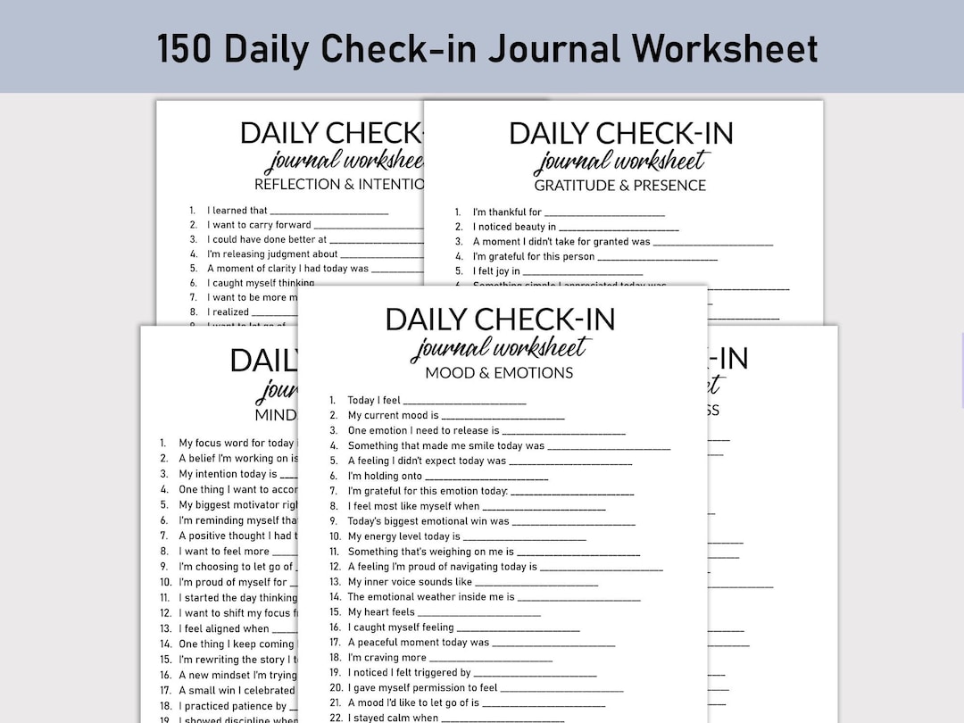 Daily Check-in Printable Worksheet, Journal Printable, Fill-in-the ...