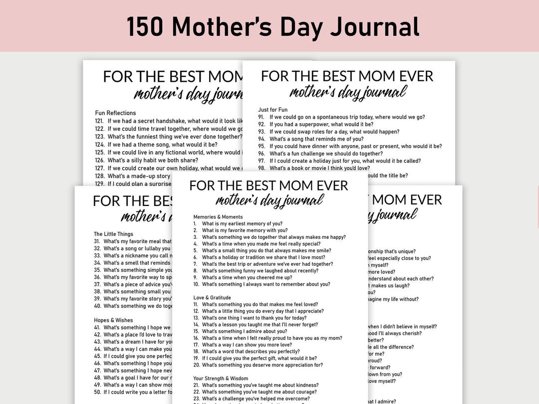 150 Mother's Day Journal, Printable, Journal for Mom, Guided Journal ...