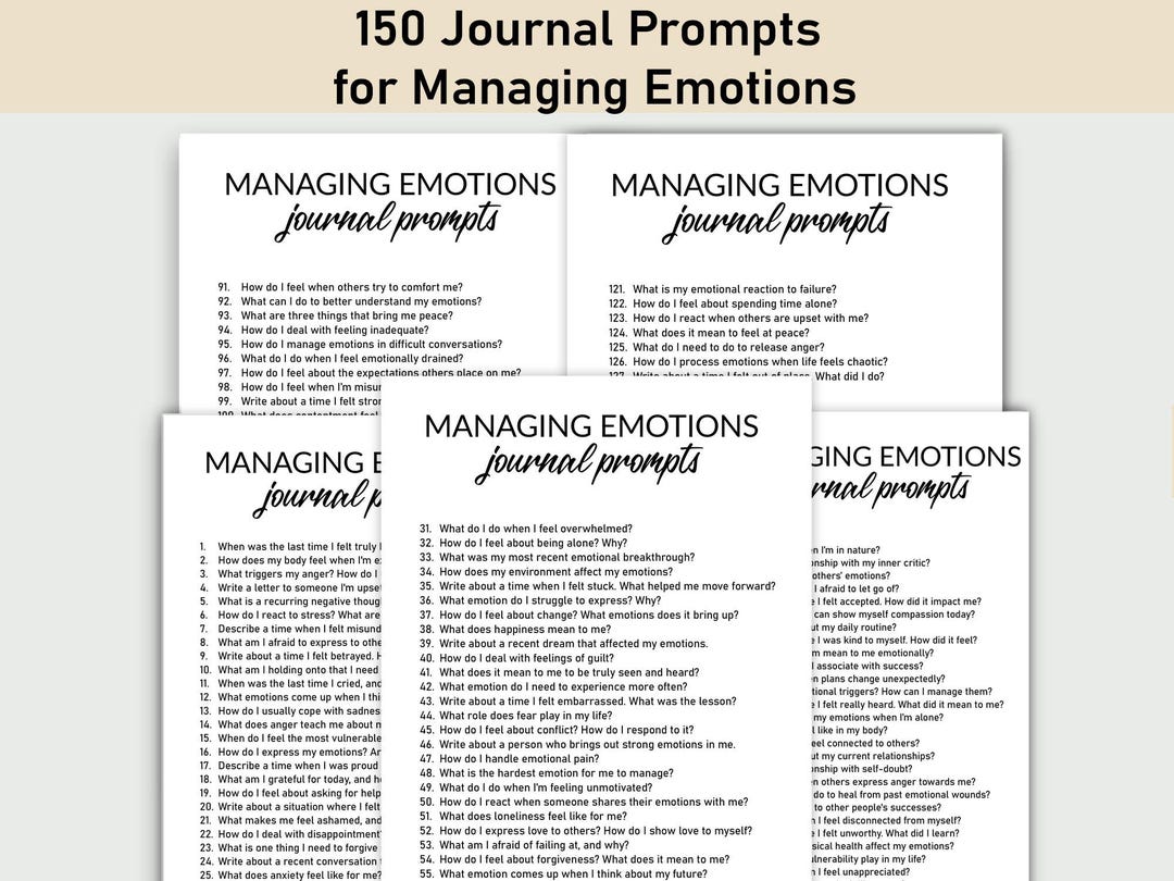 150 Journal Prompts for Managing Emotions, Printable, Journal ...