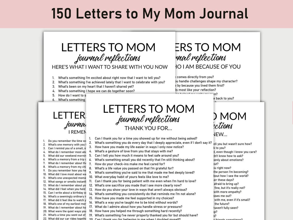 Letters to My Mom Journal, Printable, Journal, Minimalist, Reflections ...