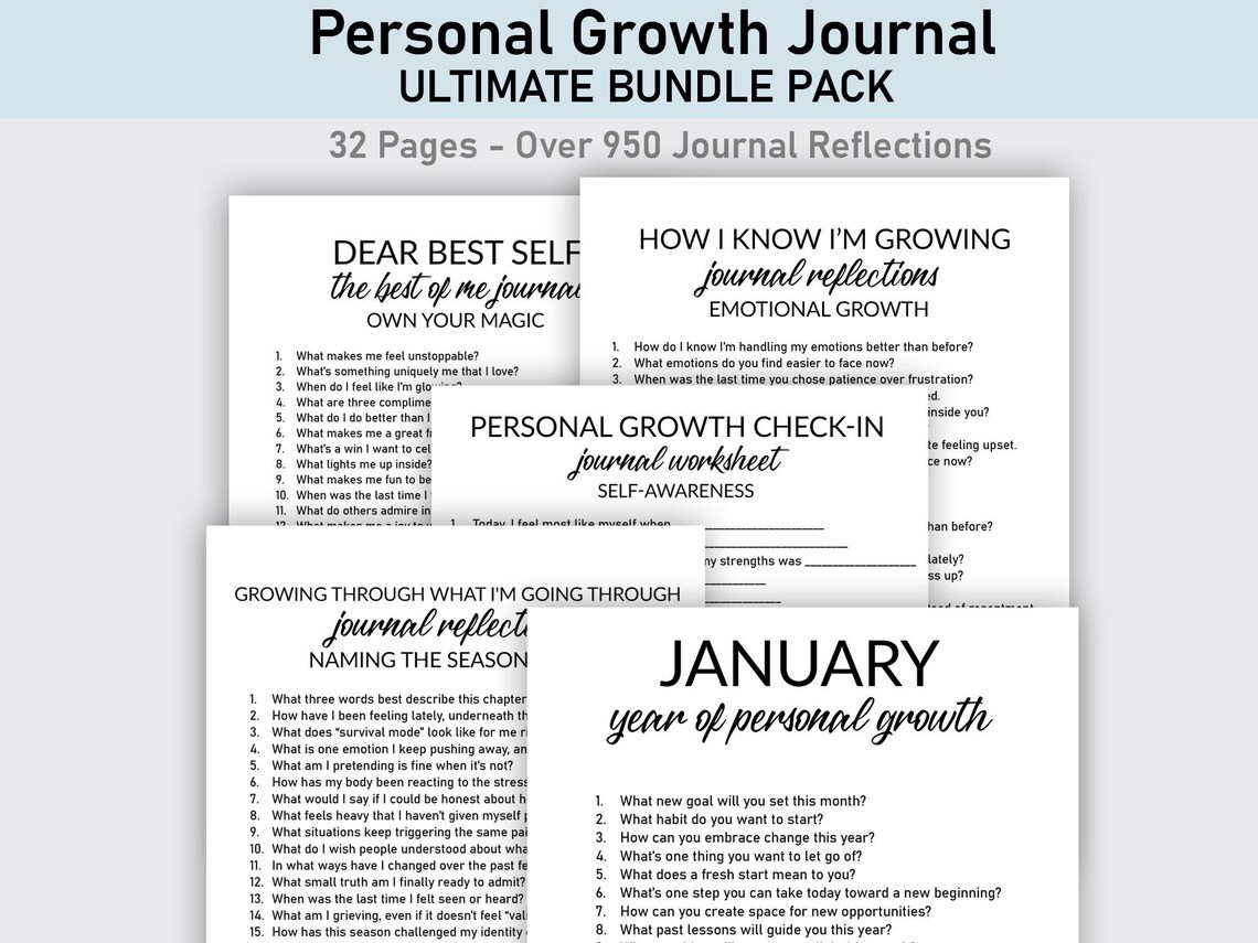Personal Growth Journal Bundle, Printable Journaling Kit, Ultimate ...