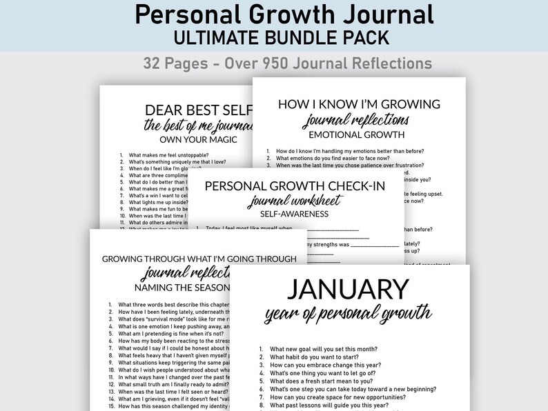 Personal Growth Journal Bundle, Printable Journaling Kit, Ultimate ...