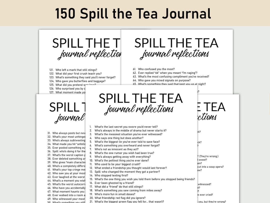 150 Spill the Tea Journal, Printable, Journal, Minimalist, Love, Funny ...