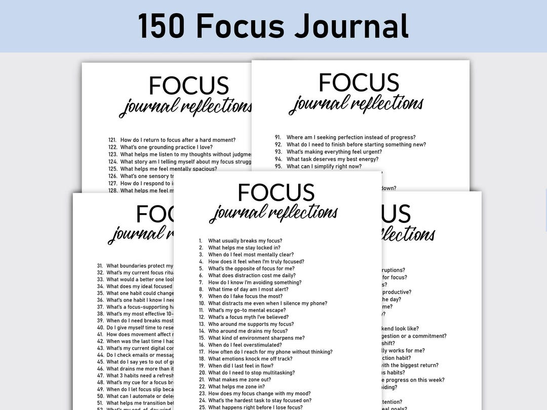 150 the Focus Journal, Journal Printable, Reflections, Concentration ...
