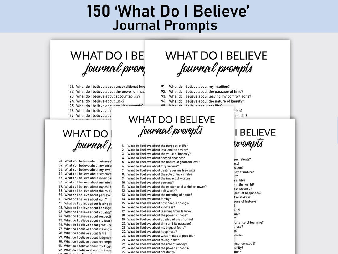 150 What Do I Believe Journal Prompts , Printable, Journal, Minimalist ...