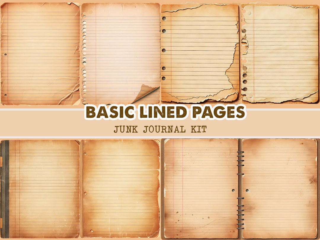 Basic Lined Pages Junk Journal Kit, Printable, Ephemera, Digital Papers ...