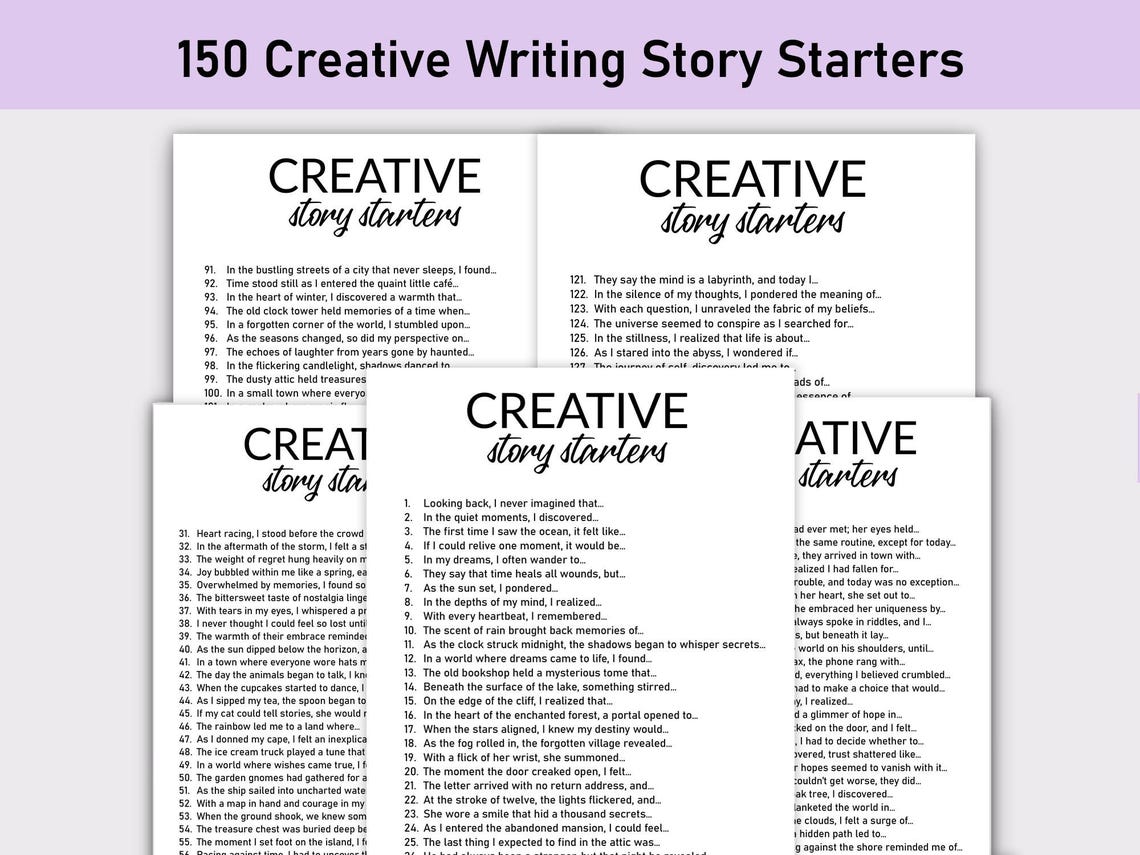 150 Story Starter , Printable, Journal, Minimalist, Creative Writing ...