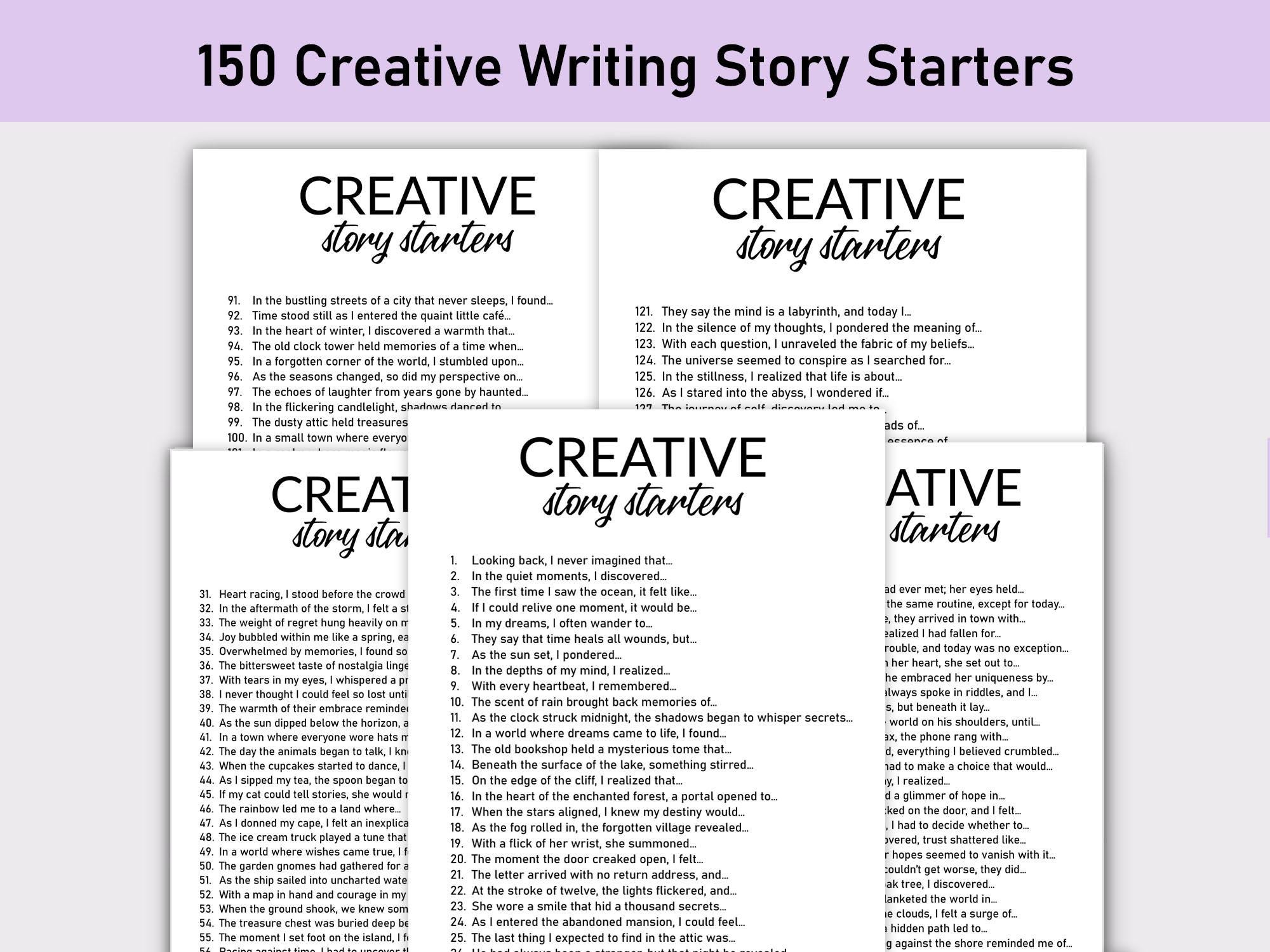 150 Story Starter , Printable, Journal, Minimalist, Creative Writing ...