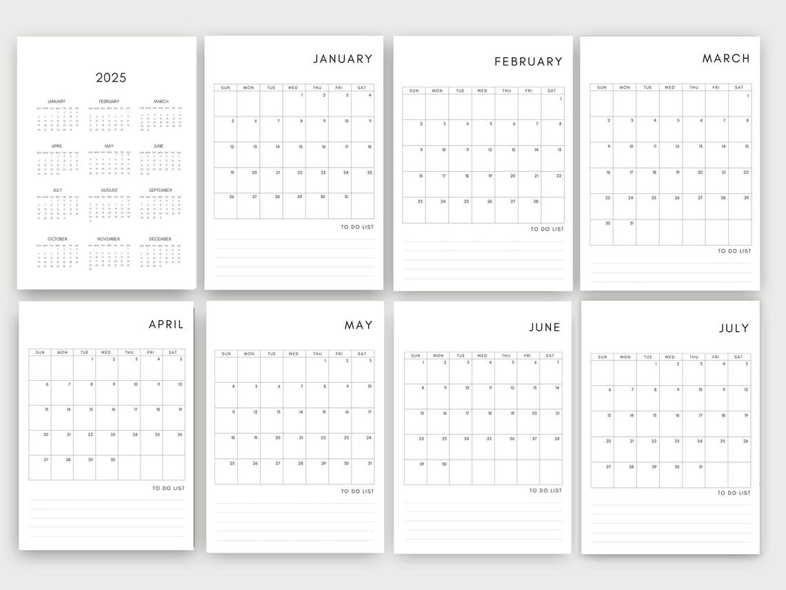 2025 Calendar Printable, Instant Download Printable, 2025 Journal ...