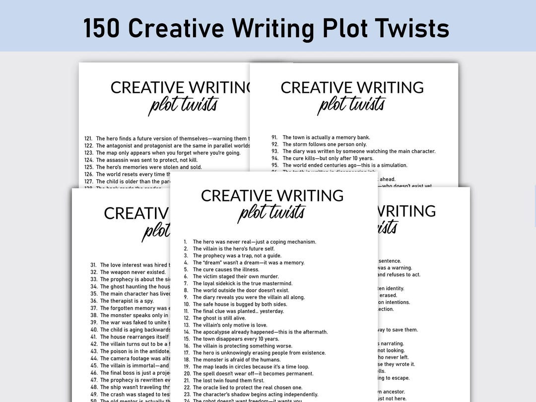 150 Creative Writing Plot Twists , Printable, Journal, Creative Writing ...