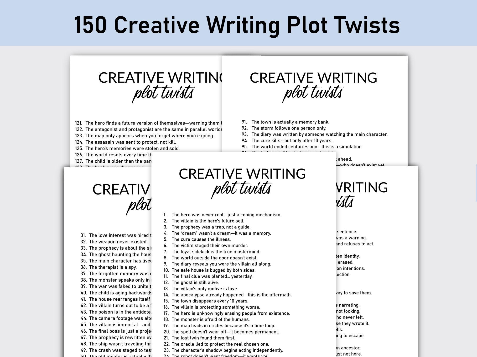 150 Creative Writing Plot Twists , Printable, Journal, Creative Writing ...