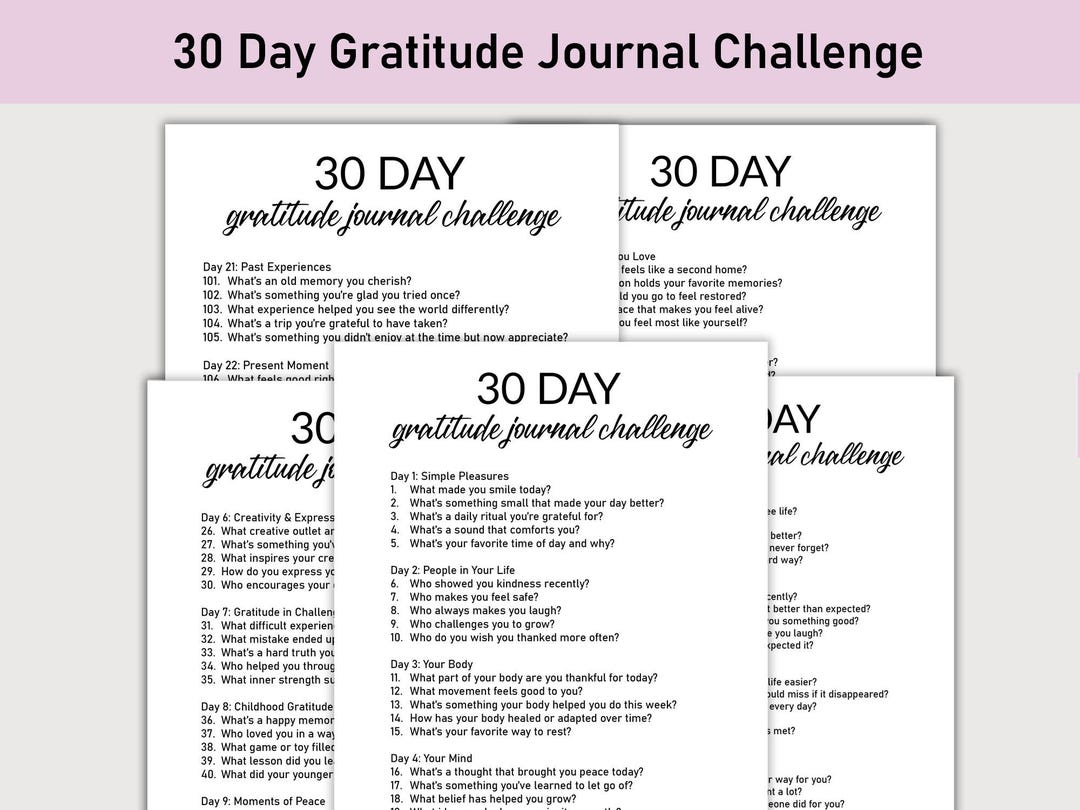 30 Day Gratitude Journal Challenge Printable, Challenge Printable ...