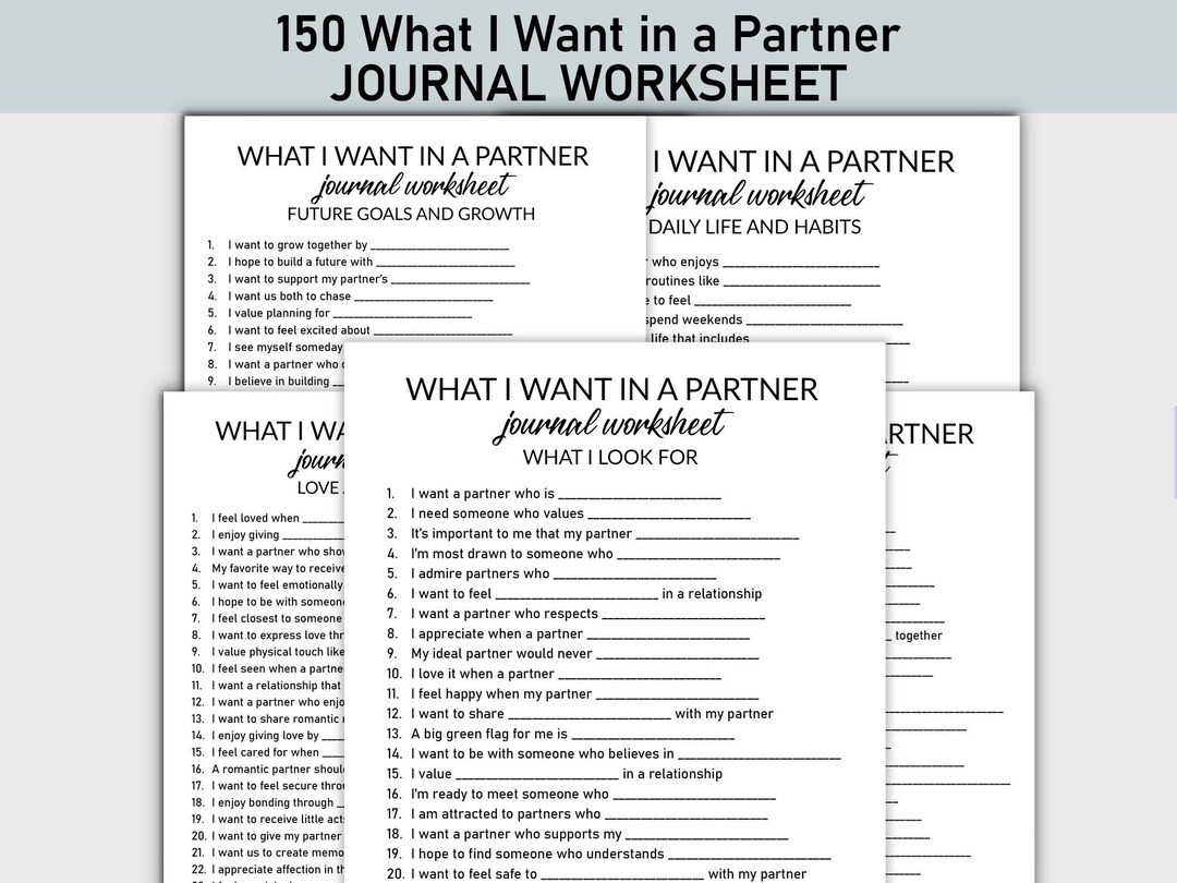 What I Want in a Partner Printable Worksheet, Journal Printable, Fill ...