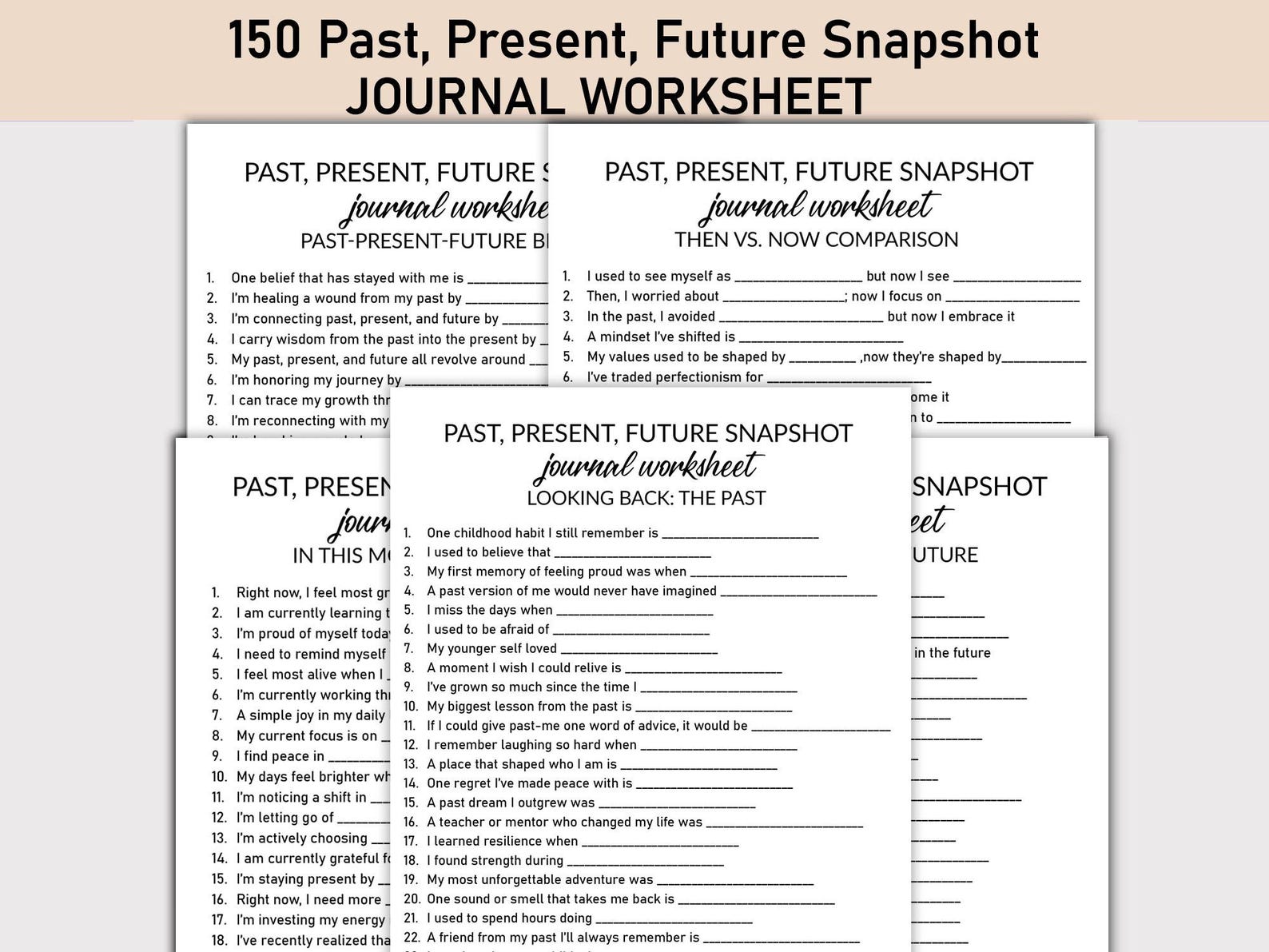 Past, Present, Future Snapshot Printable Worksheet, Journal Printable ...