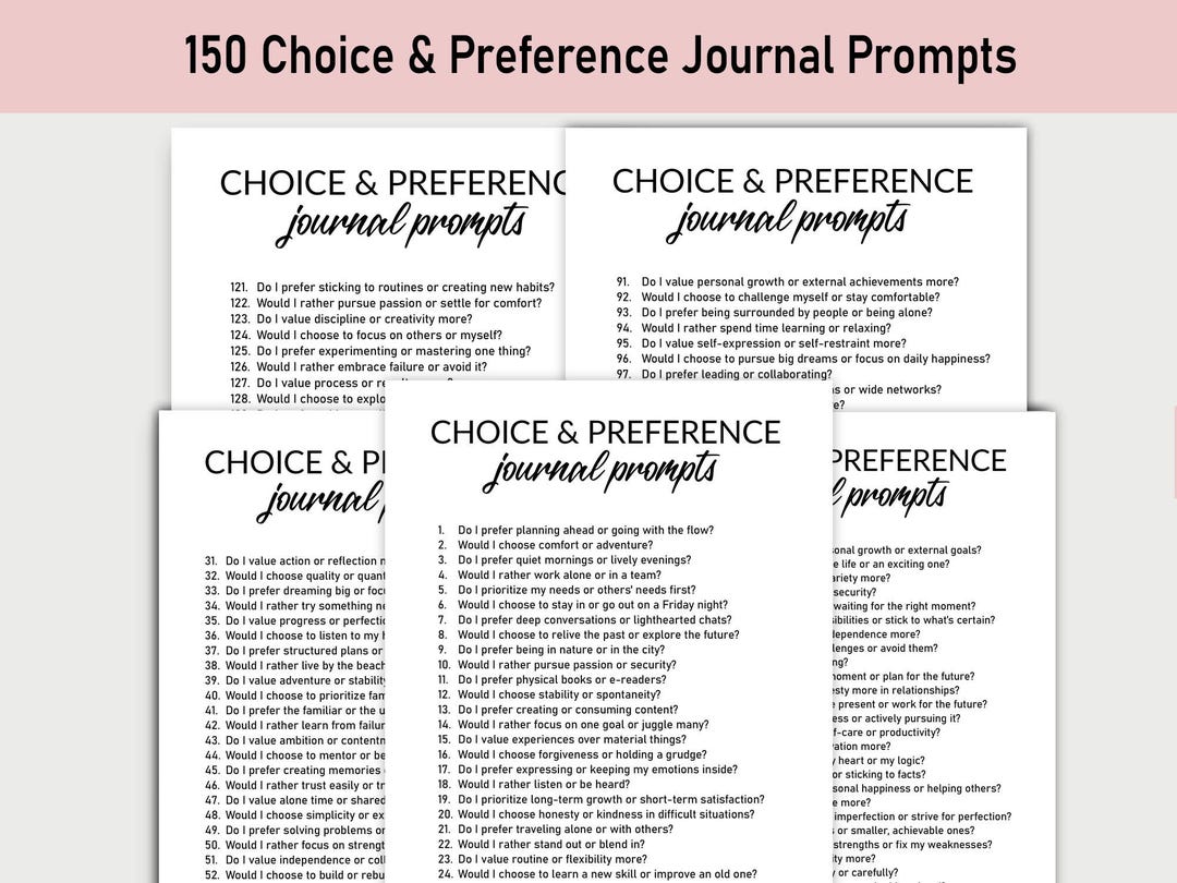 150 Choice and Preference Journal Prompts , Printable, Journal ...