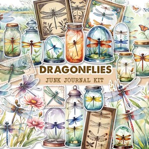 Dragonfly Junk Journal Kit, Printable, Ephemera, Digital Papers ...