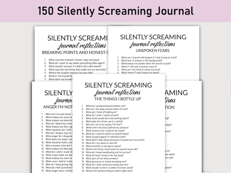 150 Silently Screaming Journal, Printable, Journal, Minimalist, Healing ...