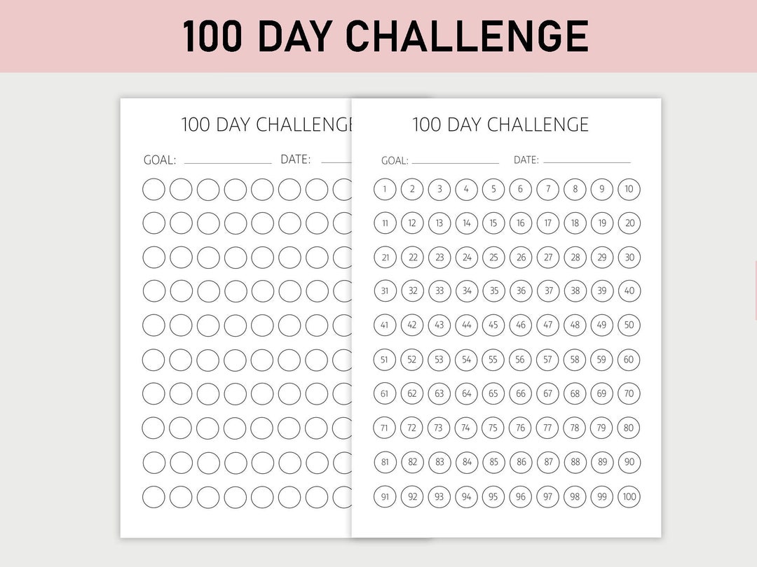 100 Day Challenge Printable, Generic Challenge Printable, Journal ...