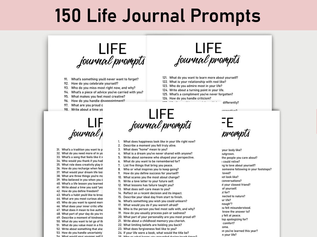 150 Life Journal Prompts Bundle, Printable, Journal, Minimalist ...