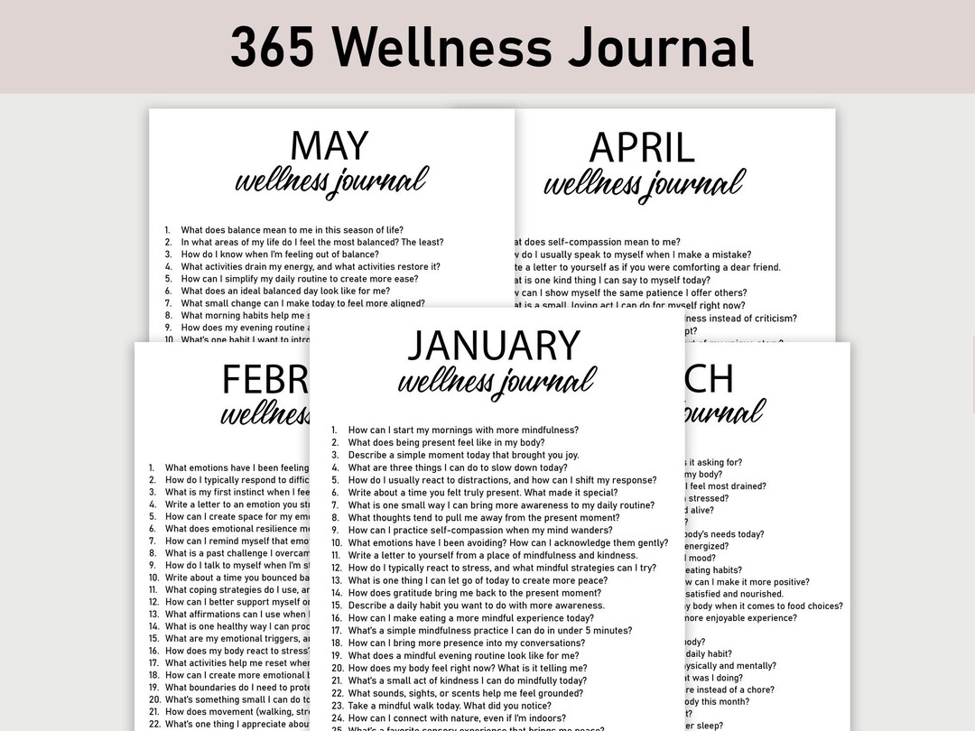 365 Daily Wellness Journal, Printable, Journal, Self Care, Mental ...
