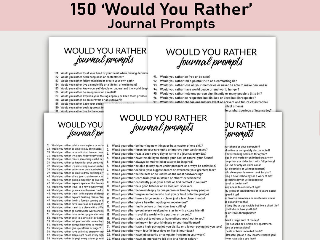 150 Would You Rather Journal Prompts , Printable, Journal, Minimalist ...
