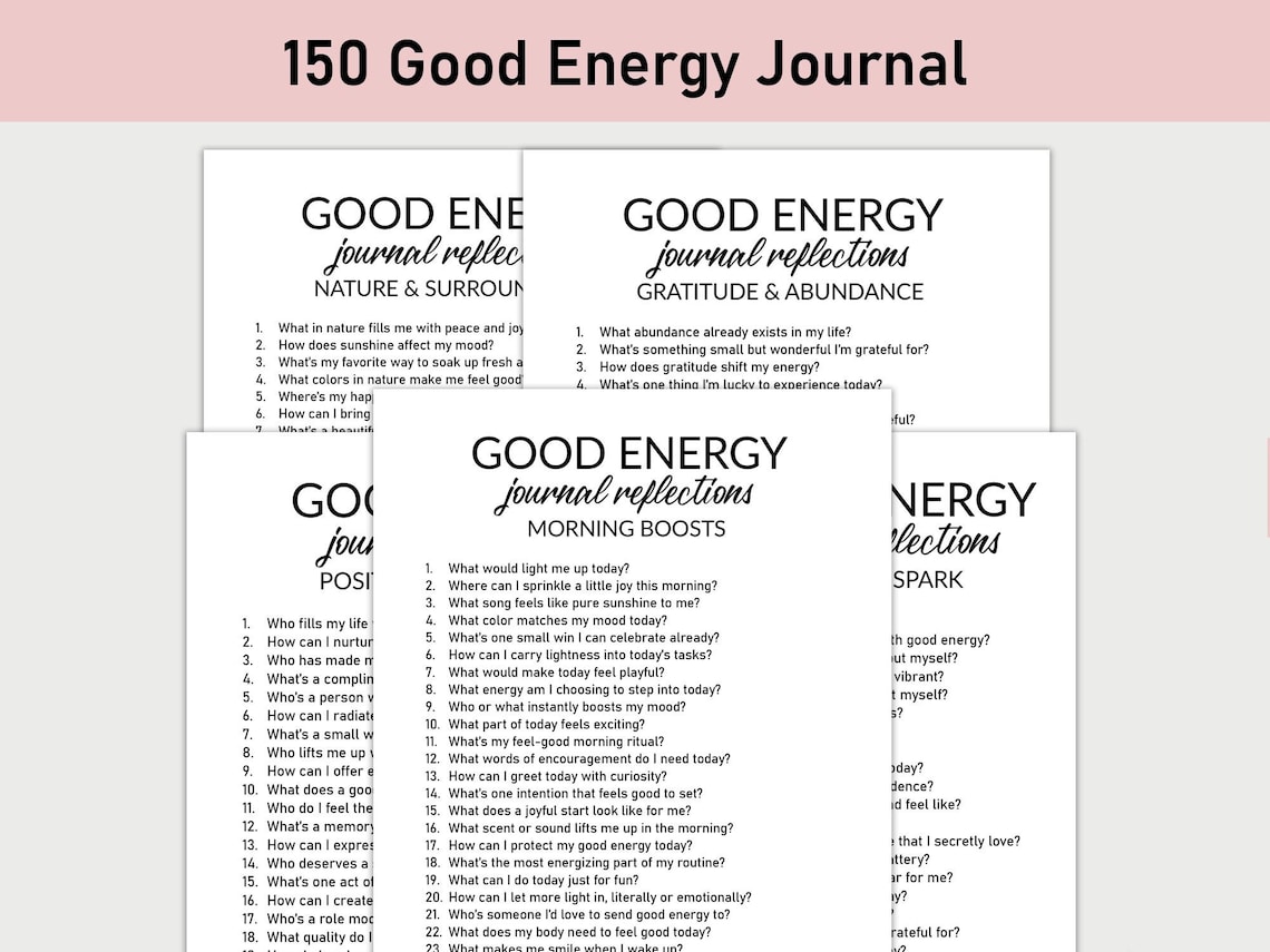 150 Good Energy Journal, Printable, Journal, Minimalist, Self ...