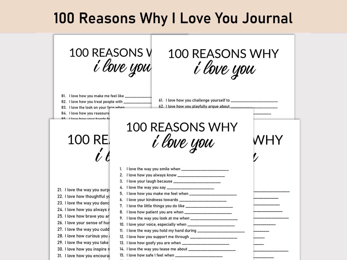 100 Reasons Why I Love You Printable Worksheet, Journal Printable, Fill ...