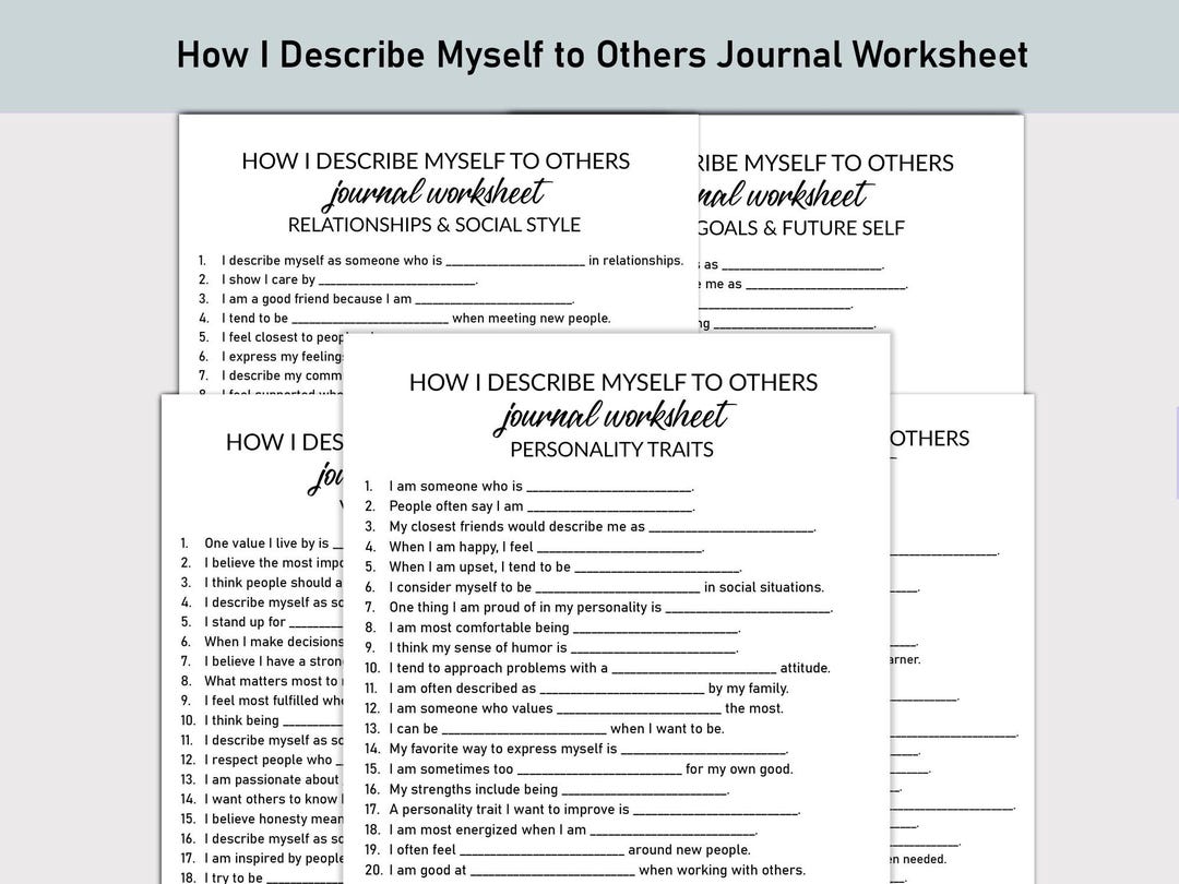 How I Describe Myself to Others Printable Worksheet, Journal Printable ...