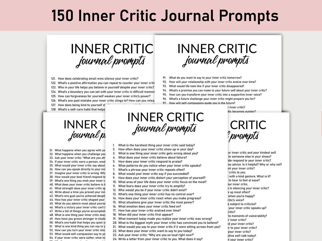 150 Inner Critic Journal Prompts for Healing, Printable, Journal ...
