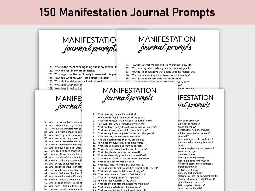 150 Manifestation Journal Prompts, Printable, Journal, Minimalist ...