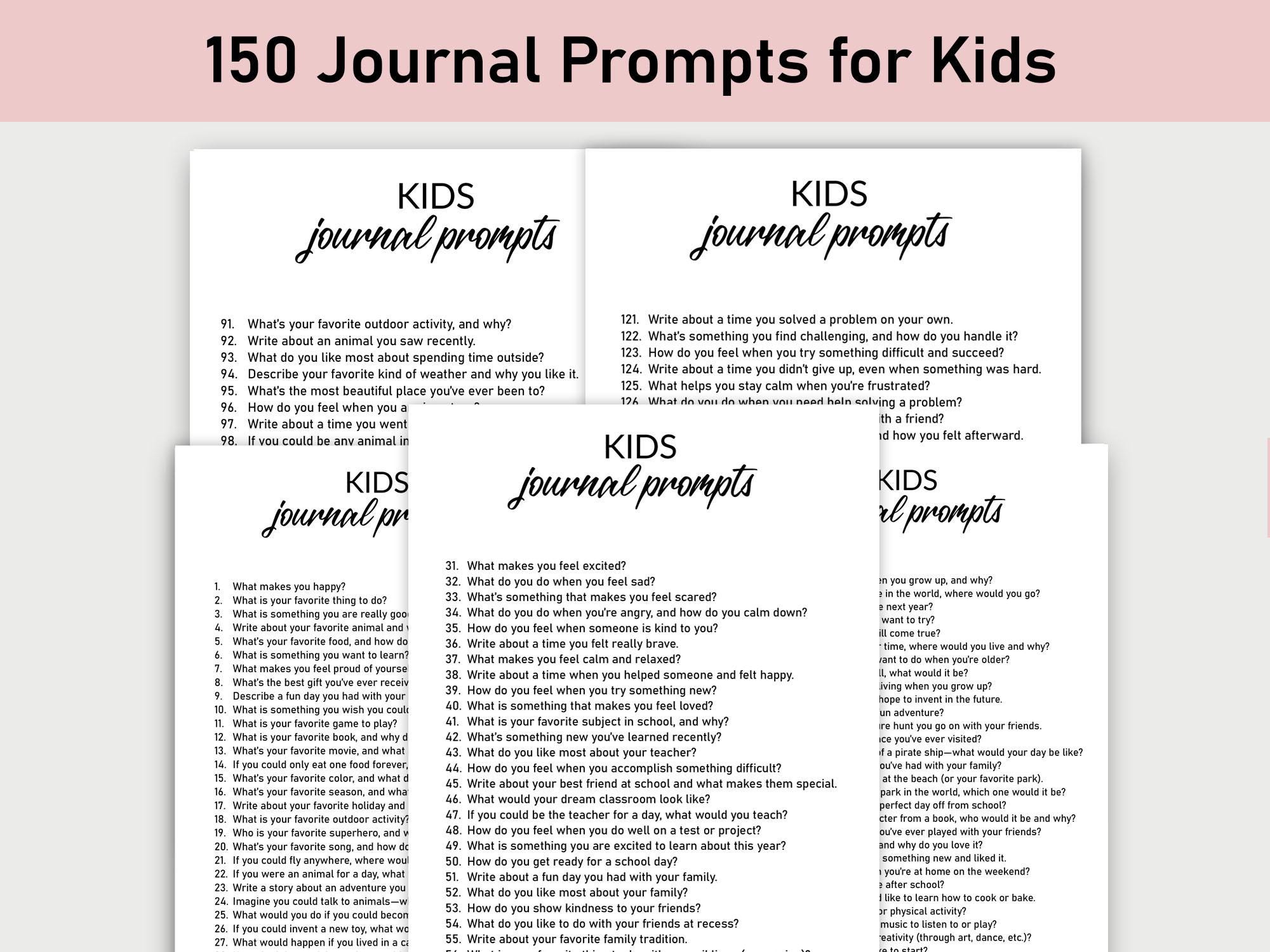 150 Journal Prompts for Kids, Printable, Children Journal, Minimalist ...