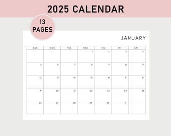2025 Junk Journal Calendar Printable, Instant Download Printable, 2025 ...
