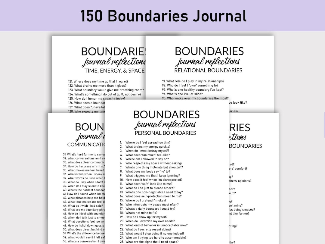 150 Boundaries Journal Prompts, Printable, Journal, Reflections ...